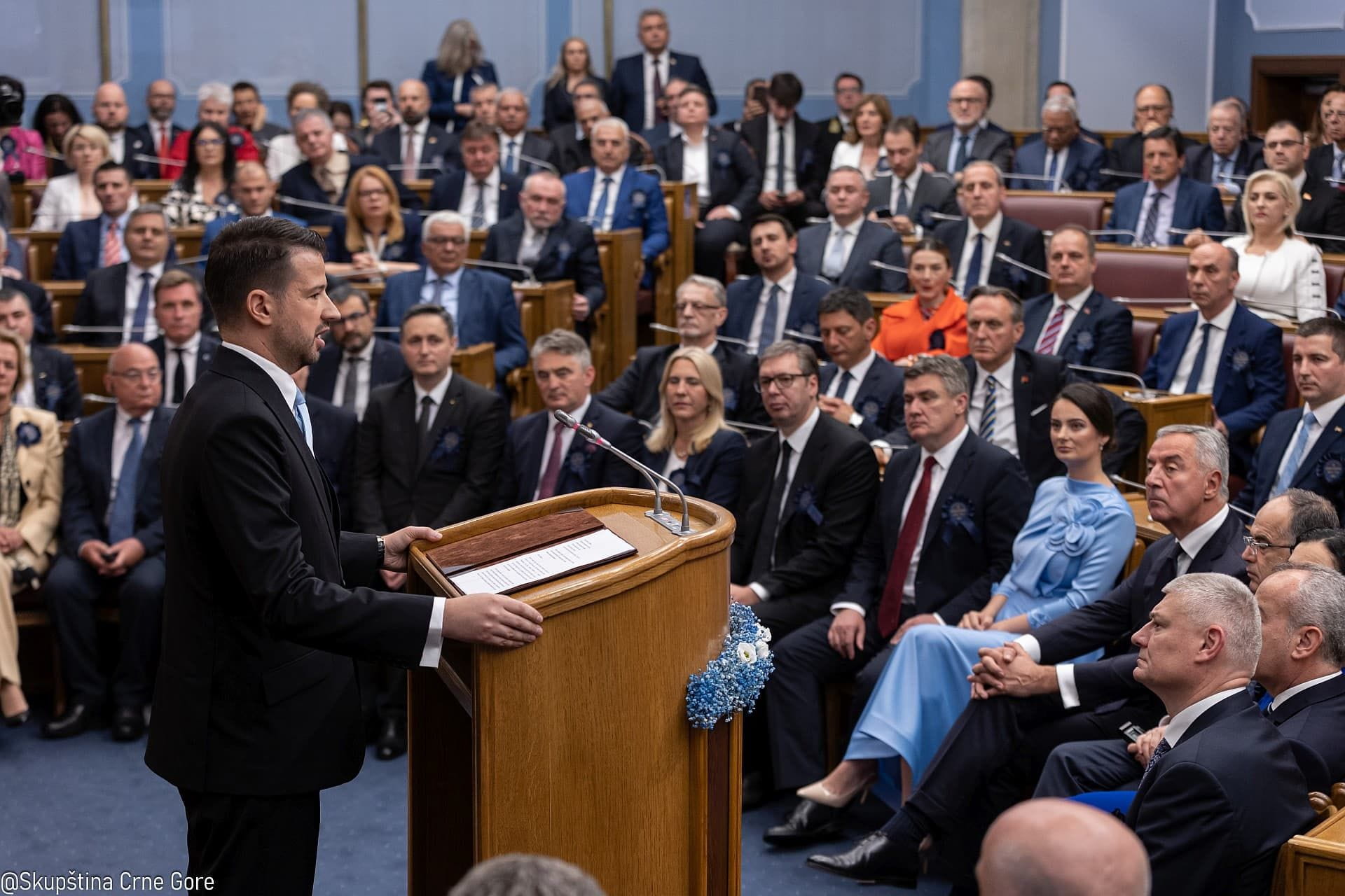 President-elect of Montenegro Mr Jakov Milatović takes an oath and ...