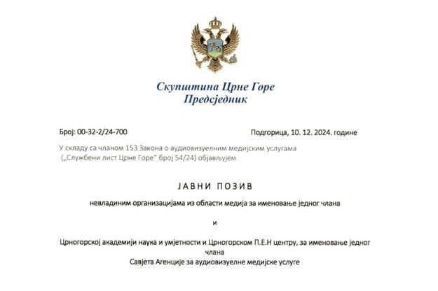 Predsjednik Skupštine Crne Gore: Javni poziv nevladinim organizacijama ...